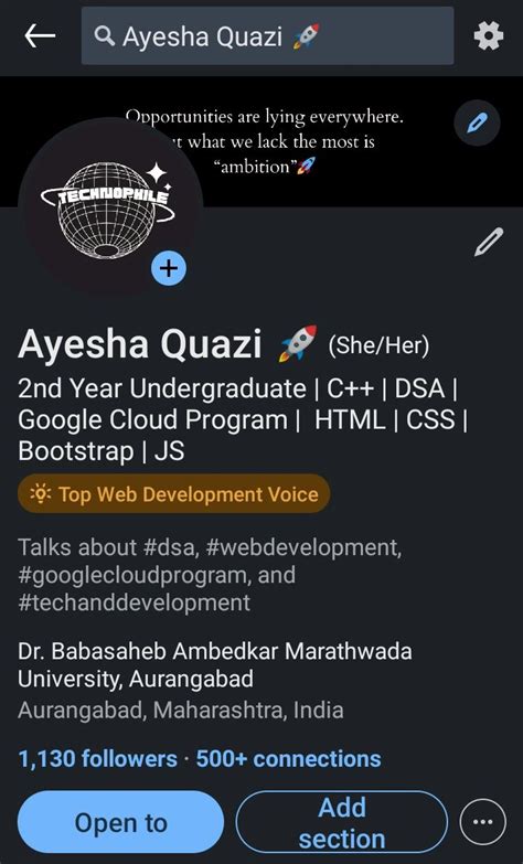 ayesha quazi on linkedin topvoice webdevelopment letsconnect 13