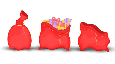 크리스마스 레드 전체 매듭과 선물 및 장난감 빈 자루 산타 클로스의 귀여운 크리스마스 가방입니다 흰색 배경에 고립 12월에 대한 스톡 벡터 아트 및 기타 이미지 Istock