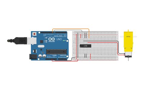circuit design controlando o motor com arduino tinkercad