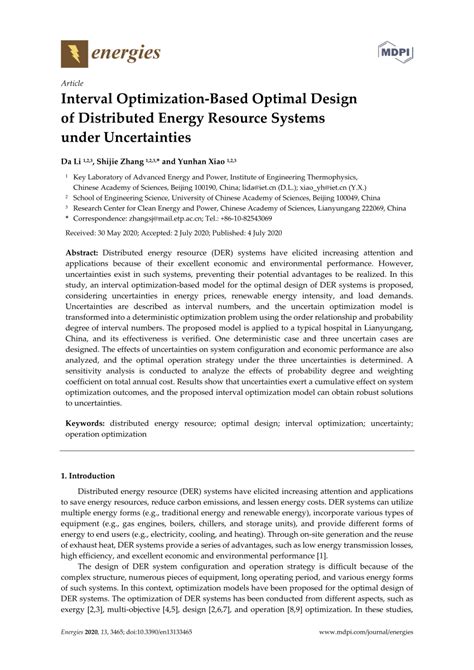 pdf interval optimization based optimal design of distributed energy