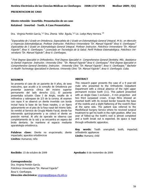 Diente Retenido Invertido Pdf Diente Medicina Clinica