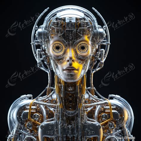 人工智能机器人的精密机械特写AI图片下载 红动中国