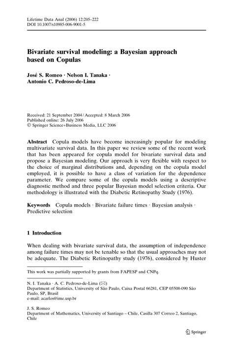 Pdf Bivariate Survival Modeling A Bayesian Approach Based On Copulas