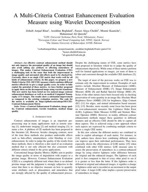 Pdf A Multi Criteria Contrast Enhancement Evaluation Measure Using Wavelet Decomposition