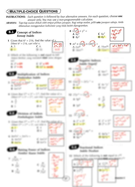 Solution Form 3 Mathematics Kssm Indices Exercises Studypool