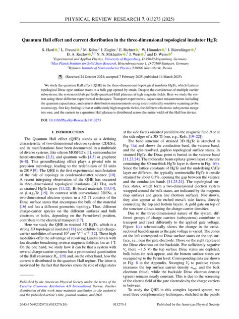 Pdf Quantum Hall Effect And Current Distribution In The Three Dimensional Topological