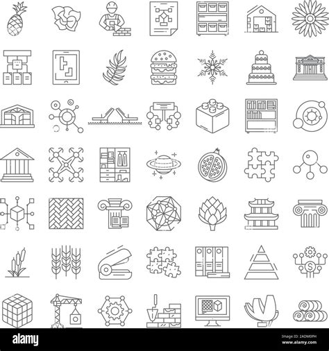 Organizing Linear Icons Signs Symbols Vector Line Illustration Set