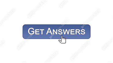 Get Answers Web Interface Button Clicked With Mouse Cursor Violet Color Design 이미지 948018302
