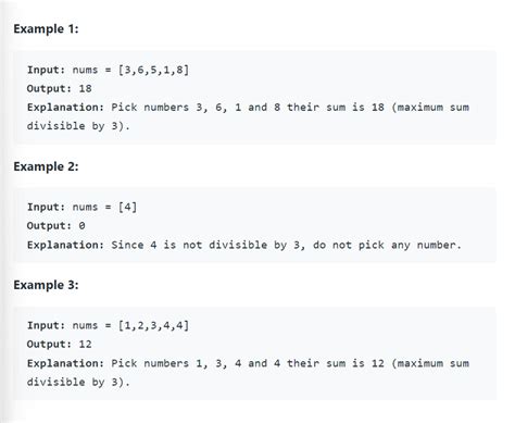 Leetcode Medium 1262 Greatest Sum Divisible By Three