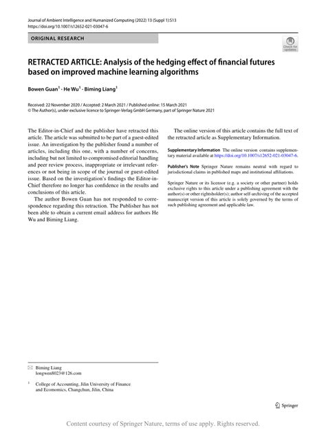 Analysis Of The Hedging Effect Of Financial Futures Based On Improved