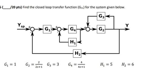 solved 5 l 20 pts find the closed loop transfer function