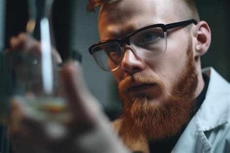 Premium Photo Man In Lab Doing Experiments Close Up