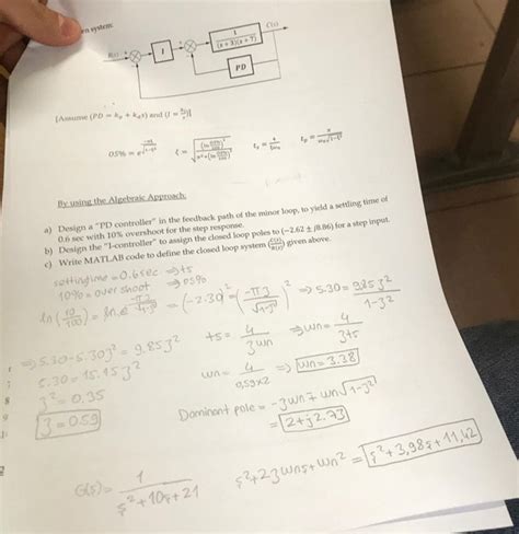 Solved A Design A PD Controlle In The Feedback Path Of Chegg