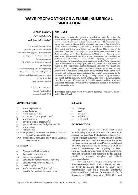 Pdf Wave Propagation On A Flume Numerical Simulation