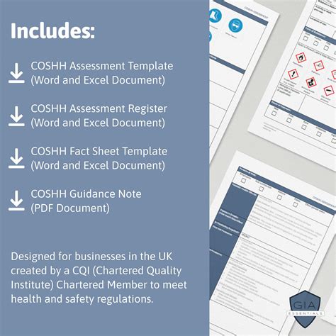 Coshh Assessment Template For Uk Business Editable Word And Excel Health And Safety Document Hse