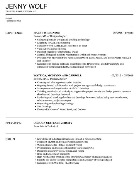 Drafting Resume Examples At Martha Berman Blog