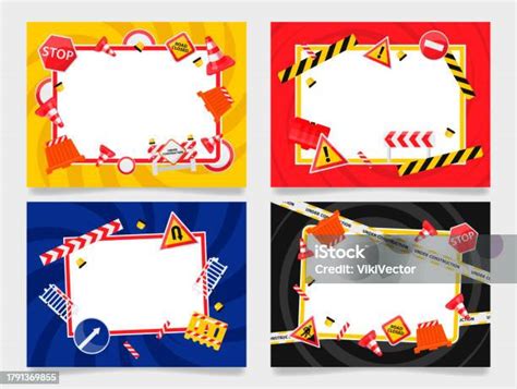 도로 표지판 프레임 복사 공간 배너 교통 정보 광고 디자인 템플릿 벡터 0명에 대한 스톡 벡터 아트 및 기타 이미지 0명 3차원 형태 개체 그룹 Istock