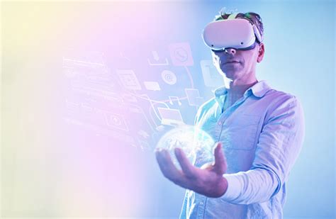 Vr 인간 및 글로벌 미디어 네트워킹 및 메타버스 데이터 세계 디지털 혁신 또는 미래 지향적인 사이버 소프트웨어 혁신 기술 추상 가상 현실 Ux 디자인 또는 미래의 사용자