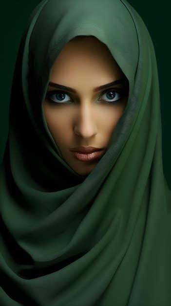 Premium Photo Portrait Of Young Beautiful Muslim Woman In Hijab On