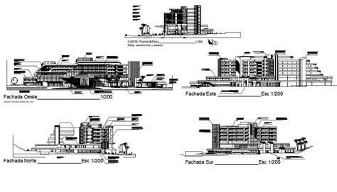 Resort Building Structure Detail Elevation And Section Layout Autocad File