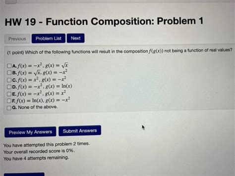 Solved HW Function Composition Problem Previous Chegg