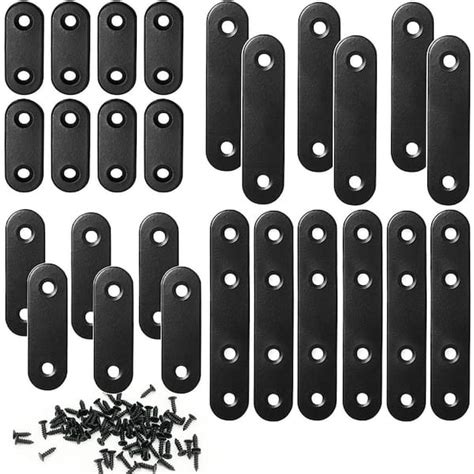 Kiwdzfu 26 Sets Stainless Steel Flat Plate Straight Bracket Brace