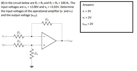 Solved Texts 8 In The Circuit Below Are R1 R2 And R3 R4 100Ω The Input Voltages Are