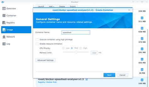 docker based speed test on synology nas
