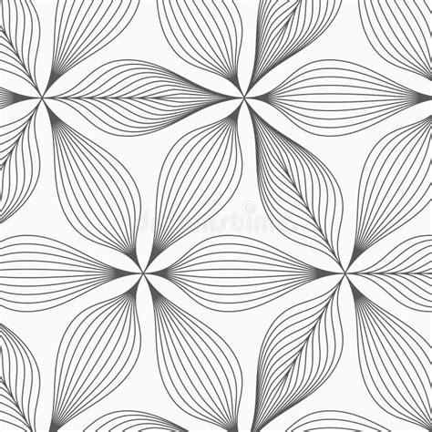 Linear Vector Pattern Repeating Abstract Leaves Gray Line Of Leaf Or Flower Floral Graphic