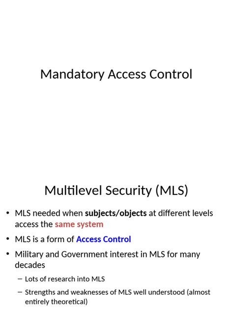 08 Mandatory Access Control Mac Pdf Classified Information Computer Security