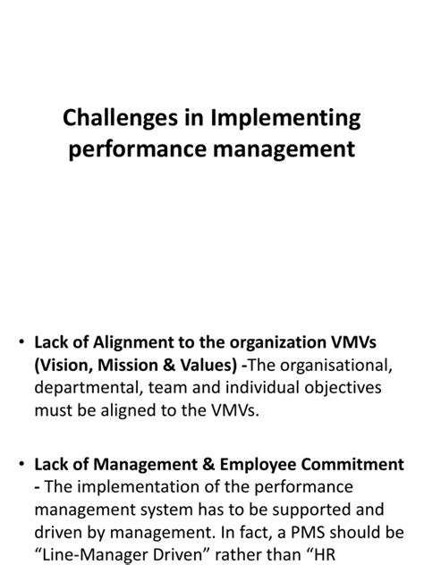 Challenges In Implementing Performance Management Pdf Performance Indicator Performance
