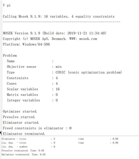 Mosek Returns Nan Although The Optimization Problem Is Solved Midcp Cvx Forum A Community