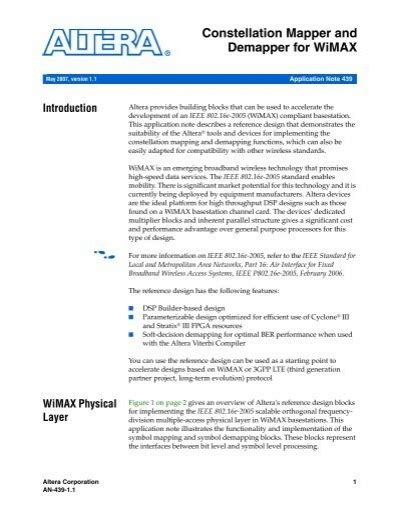 Constellation Mapper And Demapper For WiMAX Application Altera