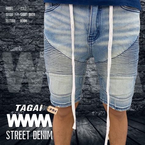 กางเกงยีนส์ขาสั้นไบเกอร์ Fiftyfivebrand Thaipick