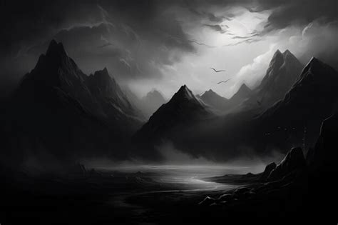 Adarkdesolatelandscapewithjaggedmountai27block00 Premium