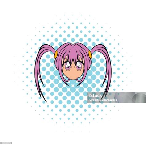 在漫畫風格的動漫女孩圖示向量圖形及更多一個人圖片 一個人 人 人的臉部 Istock