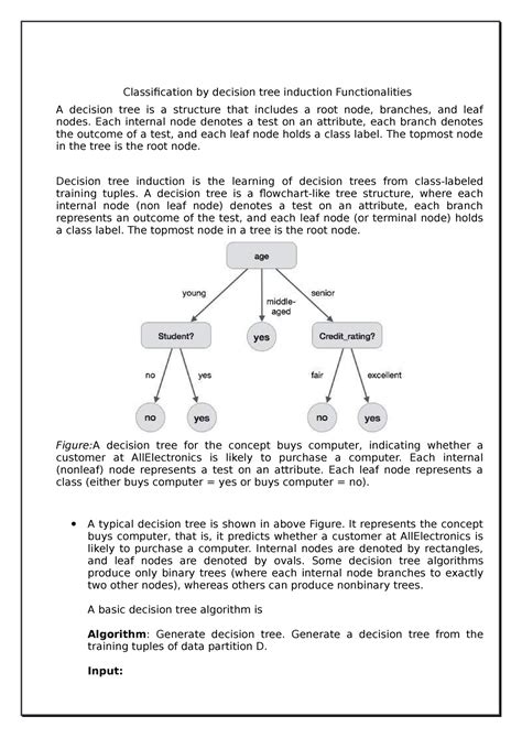 Classification By Decision Tree Induction Functionalities 1 Each