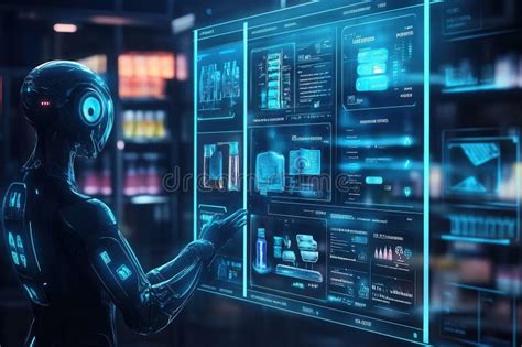 Futuristic Ai Assistant Interface Taking Grocery Orders With Sleek Design And Blue Glow Elements