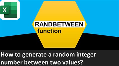 randbetween function in excel to generate a random integer number between two values youtube