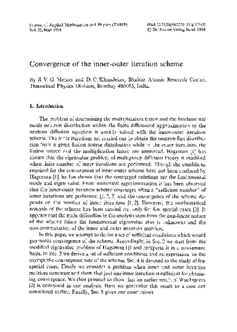 Pdf Convergence Of Inner Outer Iteration Scheme
