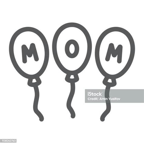 파티 풍선 라인 아이콘 장식 및 축 하 엄마 Baloons 기호 벡터 그래픽 흰색 바탕에 선형 패턴 10에 대한 스톡 벡터 아트 및 기타 이미지 Istock