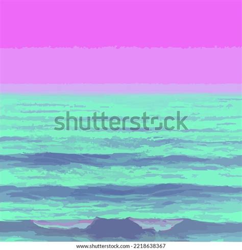 Synthwave Sea Background Illustration Vector Eps Stock Vector Royalty Free 2218638367