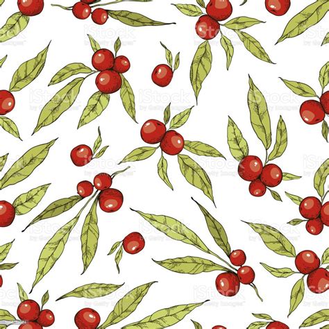 벡터 Illustratiom 흰색 배경에 고립입니다 갈색과 노란색 단풍과 붉은 열매가을 완벽 한 패턴입니다 초대 인사말 카드 인쇄 및 Boho와 소박한 스타일 웨딩에 대 한