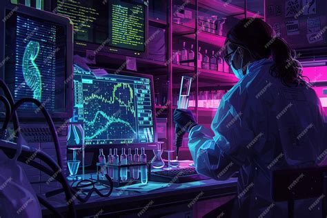 Premium Photo Futuristic Genomic Analysis Lab