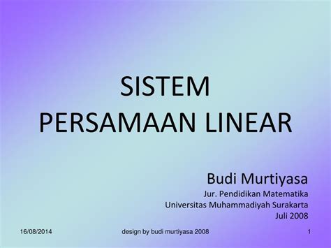 PPT SISTEM PERSAMAAN LINEAR PowerPoint Presentation Free Download ID 3285310