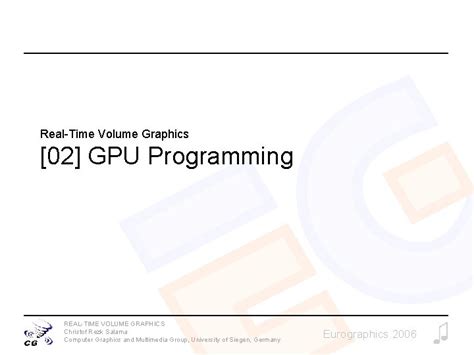 RealTime Volume Graphics GPU Programming REALTIME VOLUME