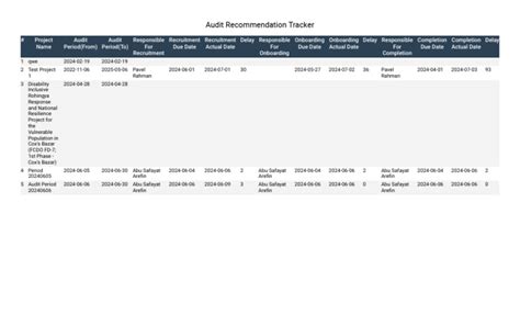 Audit Recommendation Tracker Pdf
