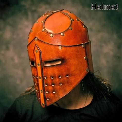 Ready Stock Medieval Knight Templar Crusader Helmet Viking Pirate Warrior Leather Mask Hat
