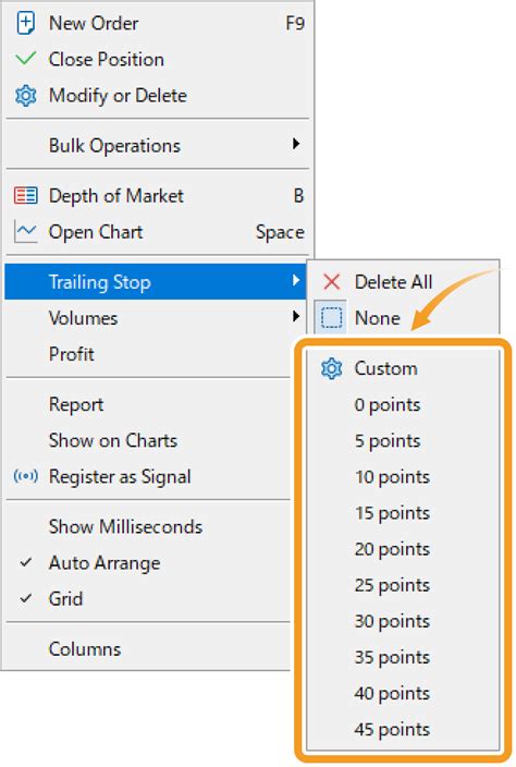 Place Trailing Stop Order Metatrader45 User Guide Myforex™
