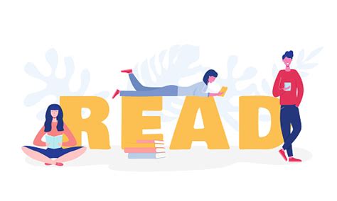 독서 또는 시험을 공부하고 준비하는 학생의 문자 수집 책 애호가 독자 현대 문학 팬 개념의 집합입니다 플랫 만화 벡터 일러스트레이션 개념에 대한 스톡 벡터 아트 및 기타